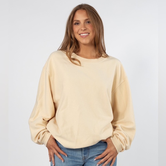 chicka-d | Tops | Nwt Chickad Corded Crew Sweatshirt In Natural ...